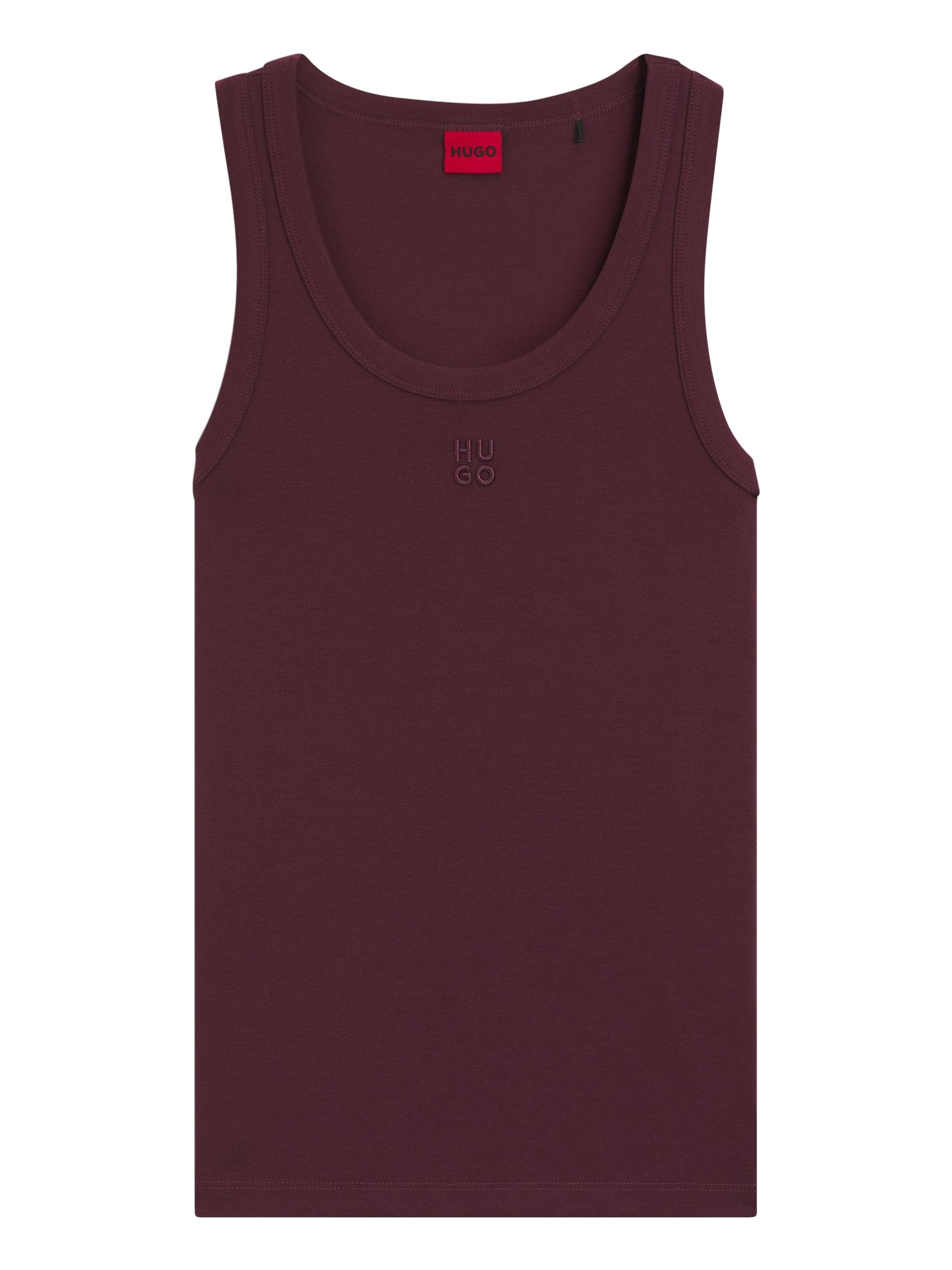 HUGO Cotton-Blend Tank Top with Logo Embroidery